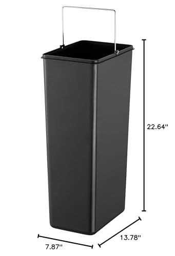 BLACK+DECKER BXBN0004GB 20L Metallic Grey Slimline Pedal Bin with Soft Close Lid, Stainless Steel, 56cm x 22cm x 36cm