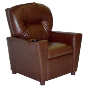 dozydotes cup holder recliner in pecan brown leather like