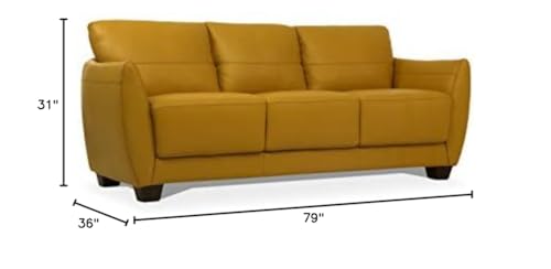 Acme Valeria Leather Sofa in Mustard