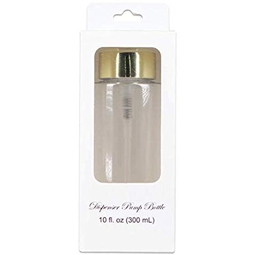 PANA Professional 10 oz. GOLD Chrome Lid No Wording Labeled Push Down Liquid Pumping Clear Bottle Dispenser