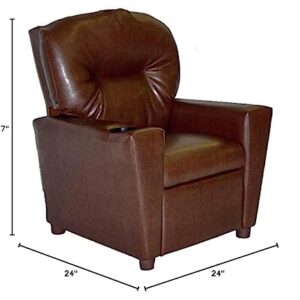 Dozydotes Cup Holder Recliner in Pecan Brown Leather Like