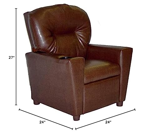 Dozydotes Cup Holder Recliner in Pecan Brown Leather Like