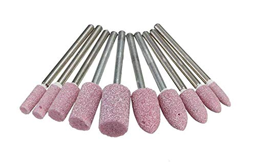 Oudtinx 10 Pcs 1/8 Shank Abrasive Mounted Stone Rotary Tool Grinding Wheels Bit Set for Dremel