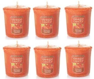 yankee candle scented votive candle 1.75 oz. autumn leaves. 6 set.