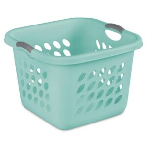 sterilite bushel ultra square laundry basket, aqua chrome