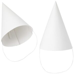 bright creations 50 pack white party hats for birthday - blank cone hat for painting, crafts supplies (6 in)