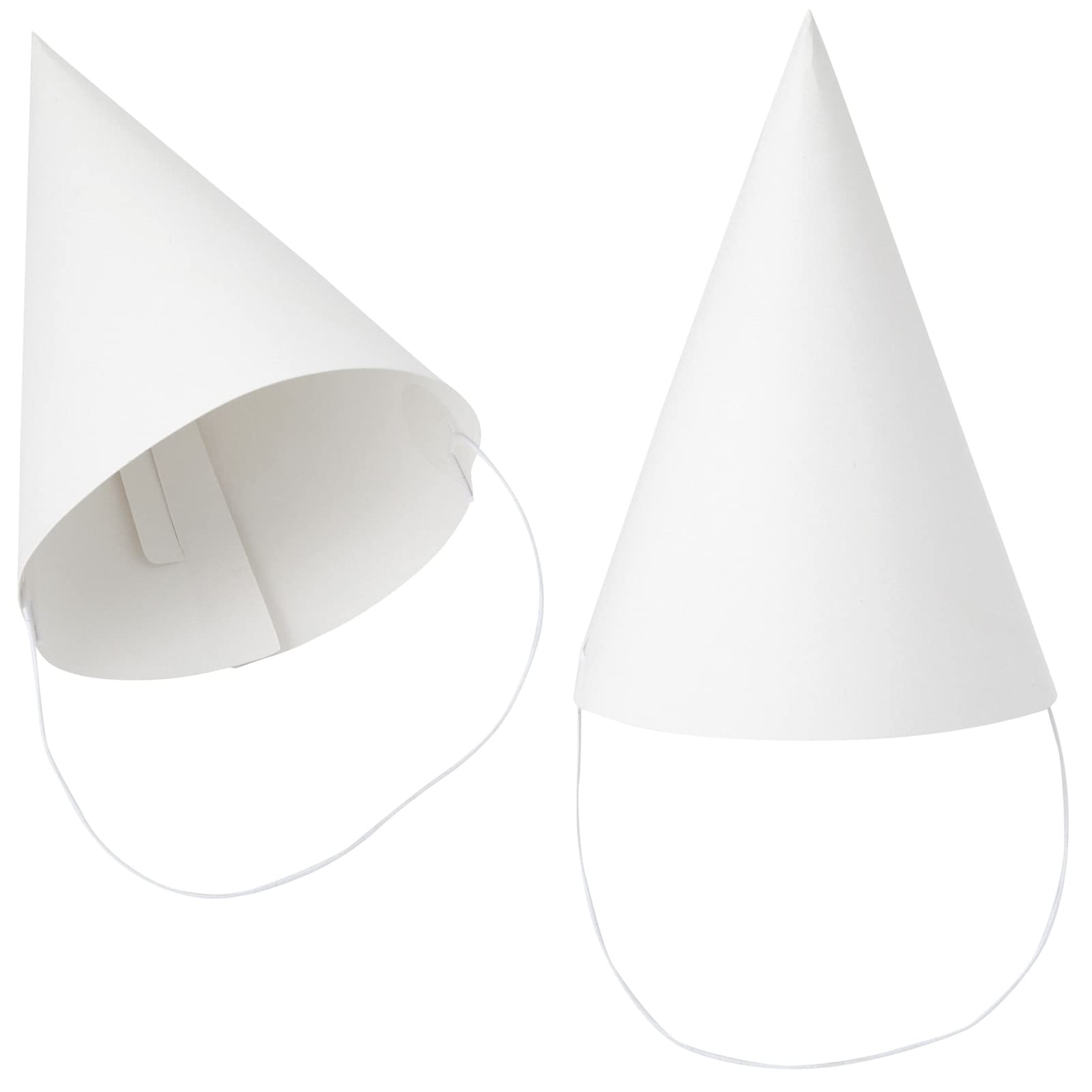 Bright Creations 50 Pack White Party Hats for Birthday - Blank Cone Hat for Painting, Crafts Supplies (6 in)