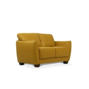 acme valeria leather loveseat in mustard