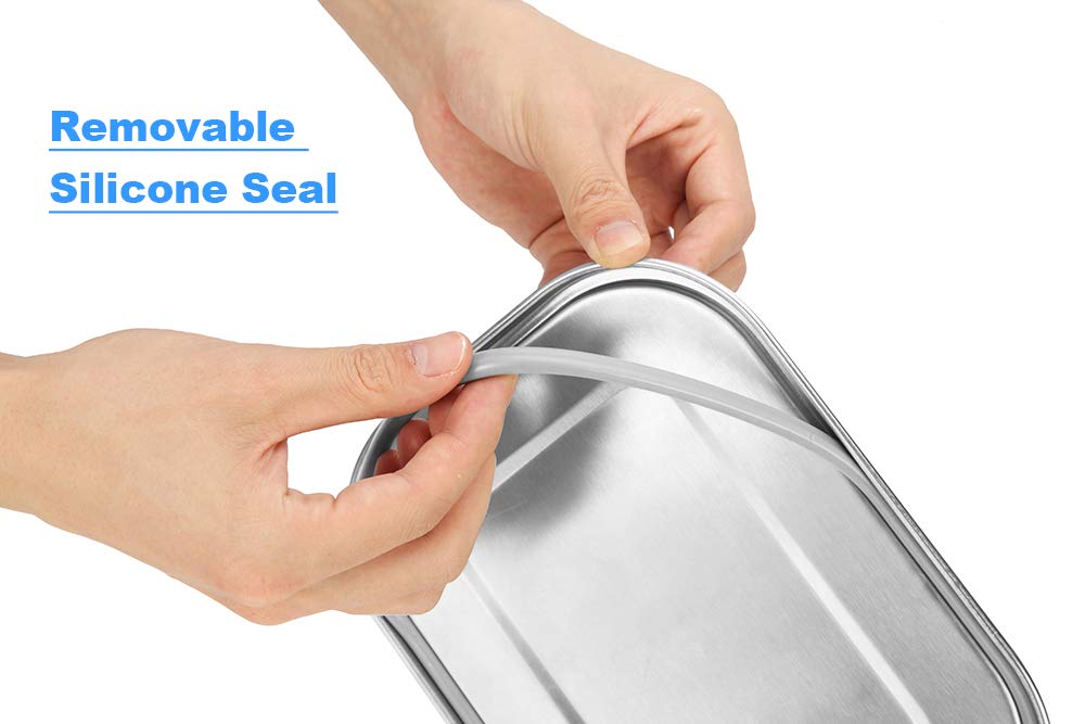 G.a HOMEFAVOR Stainless Steel Bento Lunch Food Box Container, Large 1400ML Metal Bento Lunch Box Container - Lockable Clips to Leak Proof - BPA-Free - Dishwasher Safe