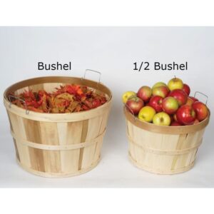 Old-Time Hand-Crafted USA Made Poplar Bushel Baskets 11 3/4" x 17 3/4" Set of 2