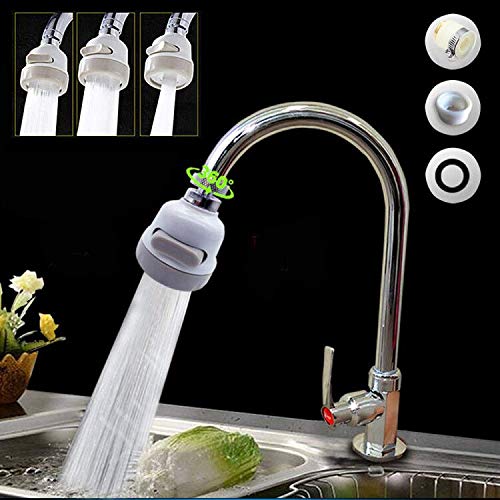 Faucet Aerator,360°Swivel Splash-proof Spray Faucet Head, 3 Adjustable Gear,Water-saving Tap Faucet Head for Kitchen,Bath and Shower,White