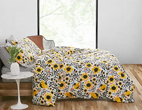 MARIMEKKO - King Duvet Cover Set, Cotton Percale Bedding with Matching Shams, All Season Home Decor (Mykero Multicolor, King)