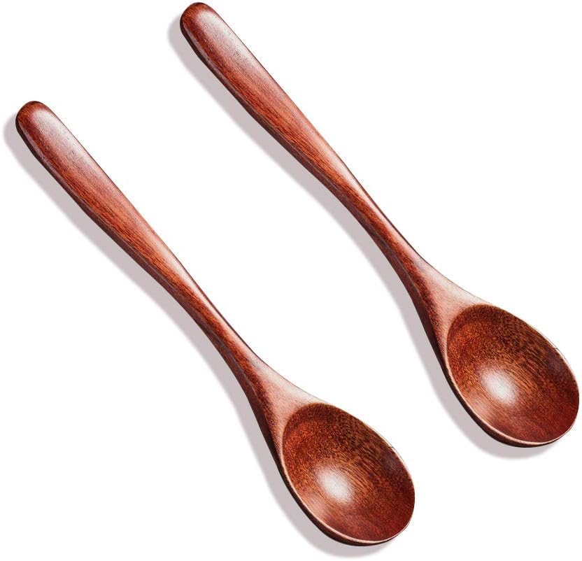 Ecloud Shop Wooden Chopsticks Spoon Set Korean Dinnerware Reusable Long Handle Spoons Chopsticks for Home Kitchen Restaurant (4 Sets)