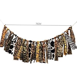 Jungle Safari High-Chair Banner Party Supplies - African Zoo Animal Wild One Birthday Baby Shower Party Banners Supplies Photo Booth Backdrop Props Decorations