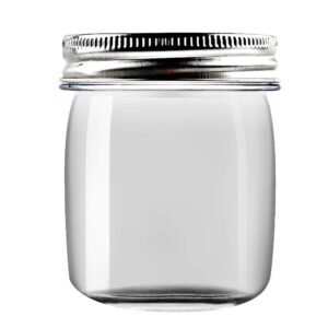 novelinks 8 Ounce Clear Plastic Jars Containers With Screw On Lids - Refillable Round Empty Plastic Slime Storage Containers for Kitchen & Household Storage - BPA Free (32 Pack)