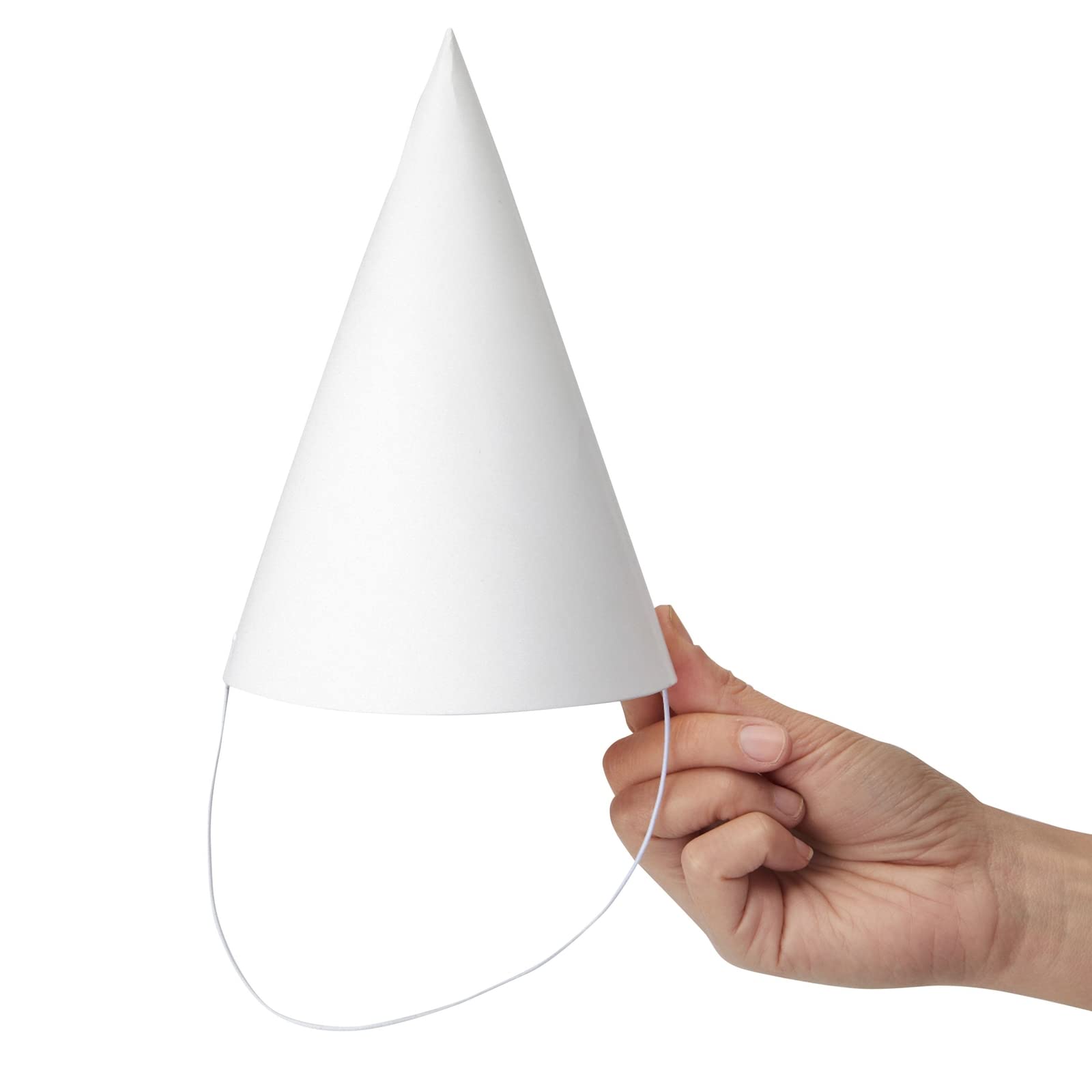 Bright Creations 50 Pack White Party Hats for Birthday - Blank Cone Hat for Painting, Crafts Supplies (6 in)