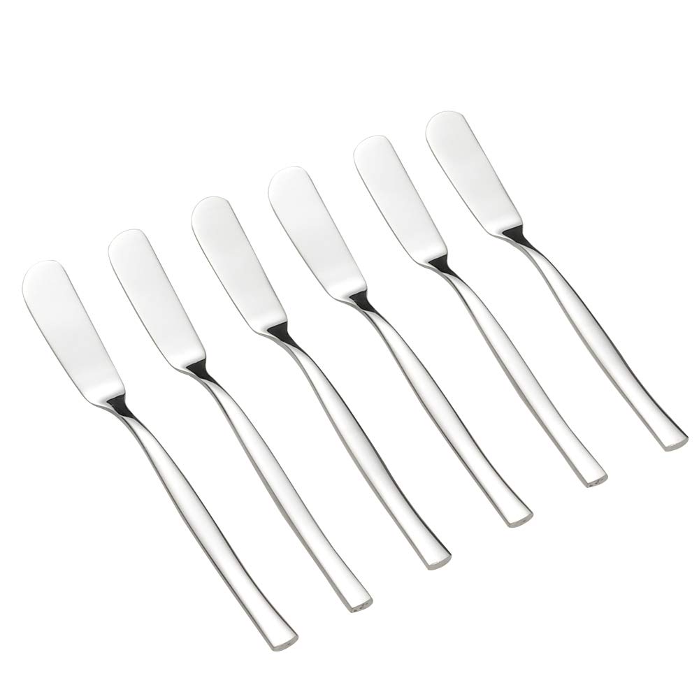 Idotry 6-Piece Stainless Steel Butter Knives, Cheese/Butter Spreaders, 6.32-INCH