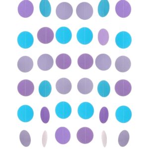 paper garland circle dots hanging decoration, 2.5'' in diameter,10-feet (purple,lavender,turquoise blue, 2pc)