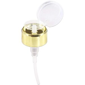 PANA Professional 10 oz. GOLD Chrome Lid No Wording Labeled Push Down Liquid Pumping Clear Bottle Dispenser