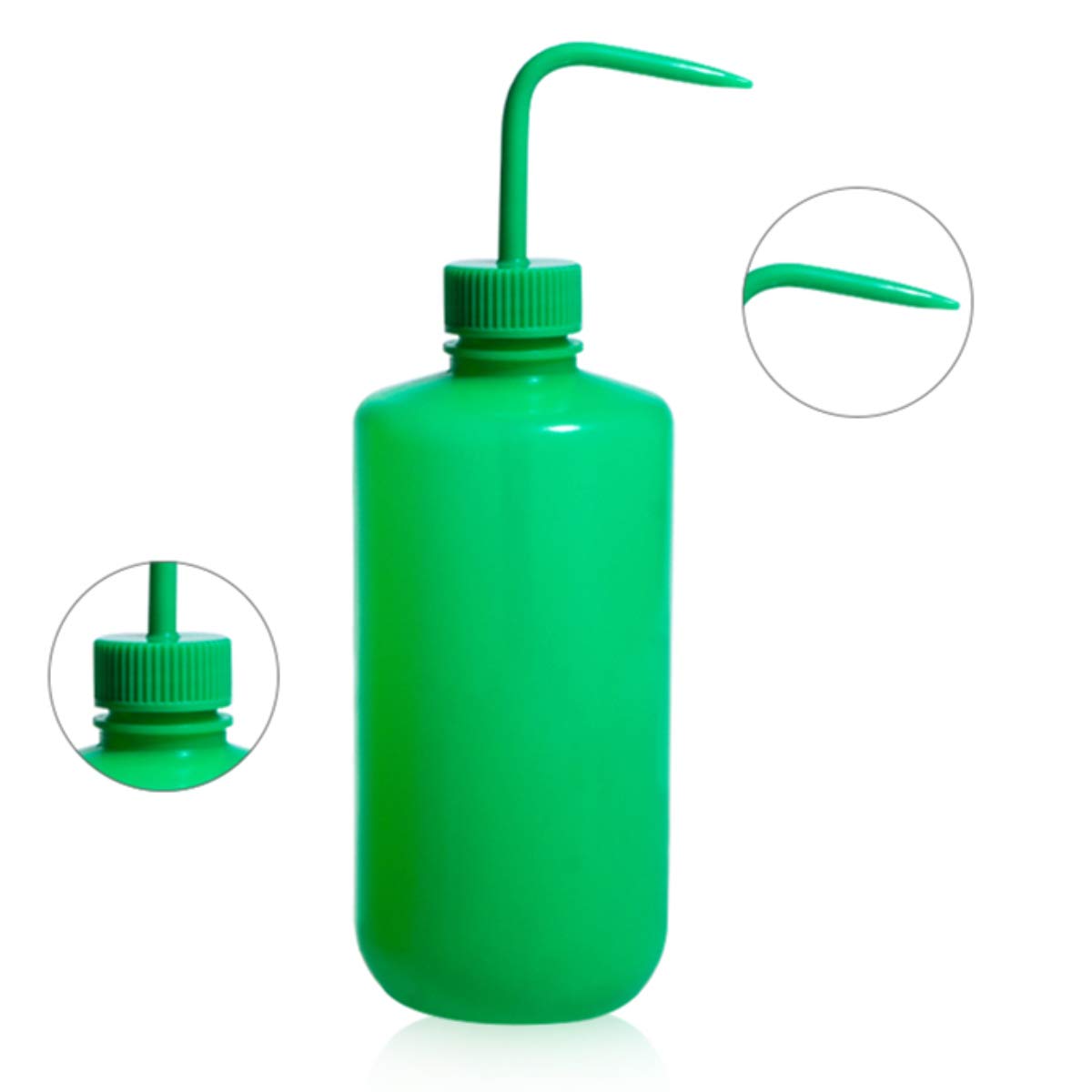 Deschem 500ml Color Plastic Washing Bottle,Lab Green LDPE Wash Bottle,Bent Mouth