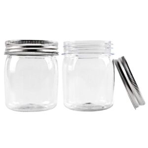 novelinks 8 Ounce Clear Plastic Jars Containers With Screw On Lids - Refillable Round Empty Plastic Slime Storage Containers for Kitchen & Household Storage - BPA Free (32 Pack)