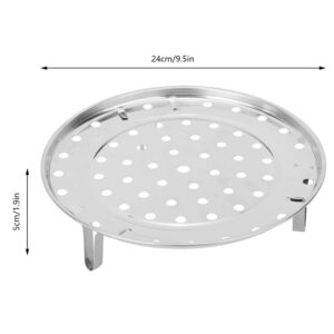 Cooking Tray Round 9.5 Inch Stainless Steel Steam Holder Shelf, Pressure Cooker Canner Rack Removable Legs Chinese Steaming Rack for Instant Pot Accessories Multi-functional Steamer Basket (1Pcs)