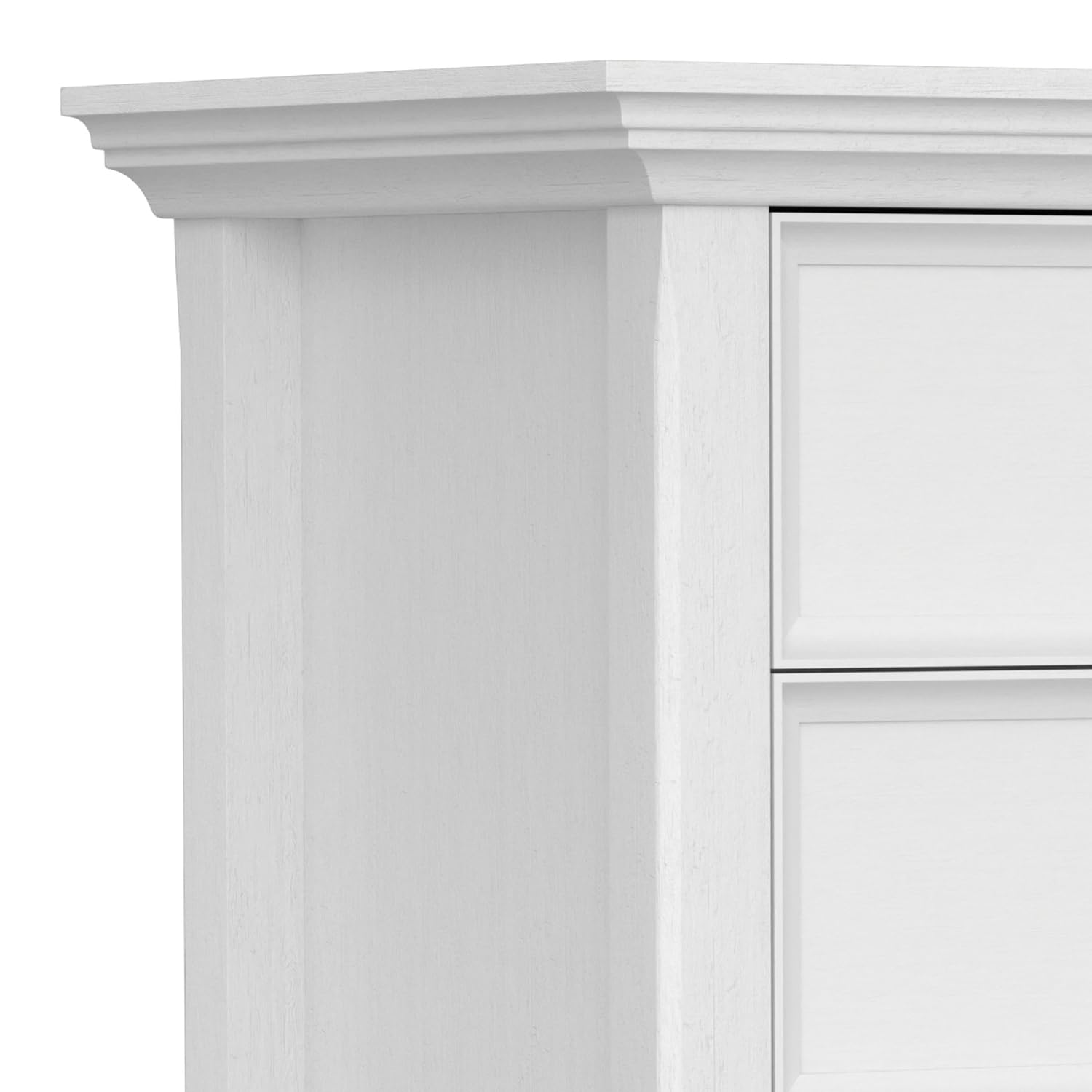 SIMPLIHOME Amherst 24 inches Wide Night Stand, Bedside table, White SOLID WOOD, Rectangle, with Storage, 2 Drawers and 1 Shelf, For the Bedroom, Transitional, White