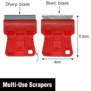 Wekoil 1.5 inches High Visibility Mini Razor Blade Scraper Glass Scraper Red Paint Window Scraper with 5 Metal Scraper Razor Blades 5 Dual Plastic Double Edge Razor Blades Removing Decal Stickers