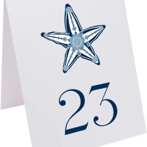 Starfish Wedding Table Numbers, 1-10, Double Sided, Tent or Use in a Stand, Great for Parties & Restaurants - Made in the USA