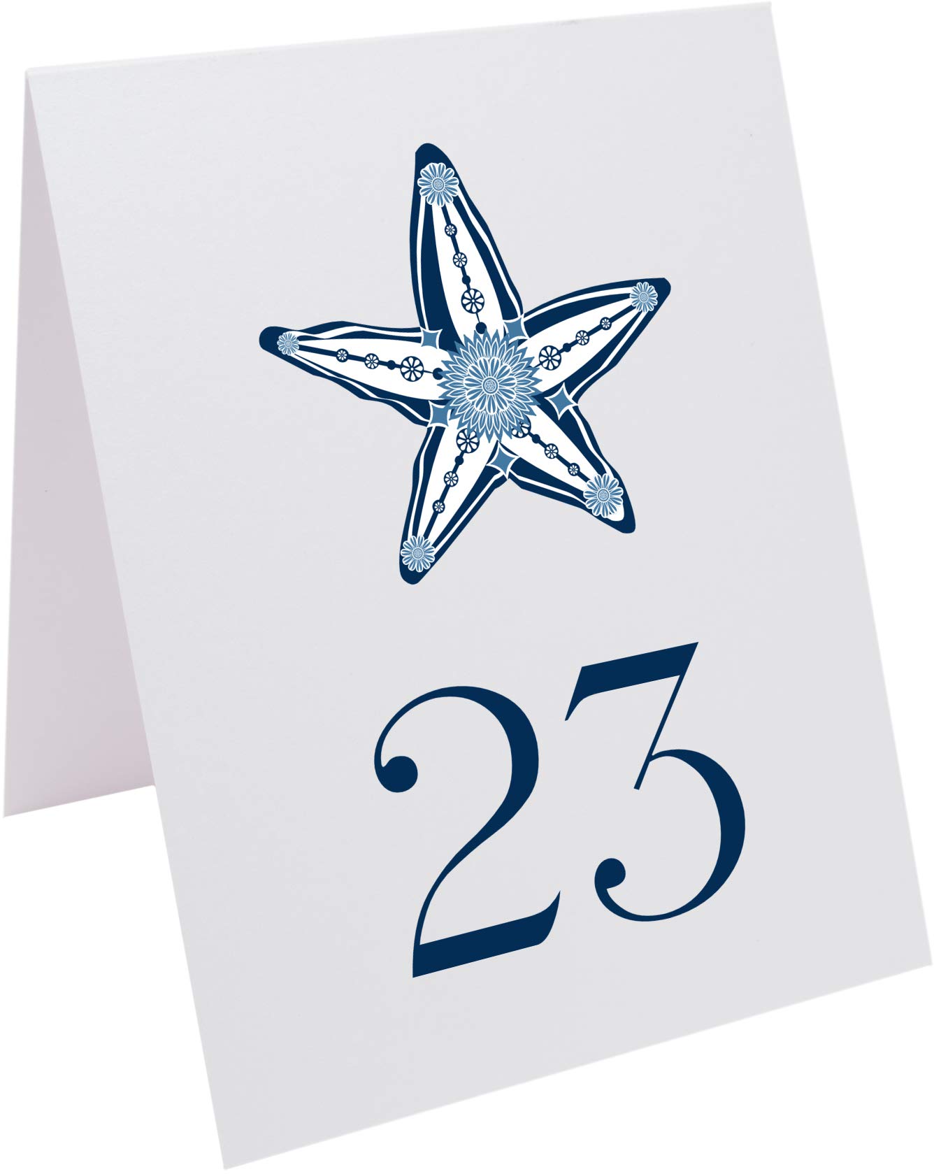 Starfish Wedding Table Numbers, 1-10, Double Sided, Tent or Use in a Stand, Great for Parties & Restaurants - Made in the USA