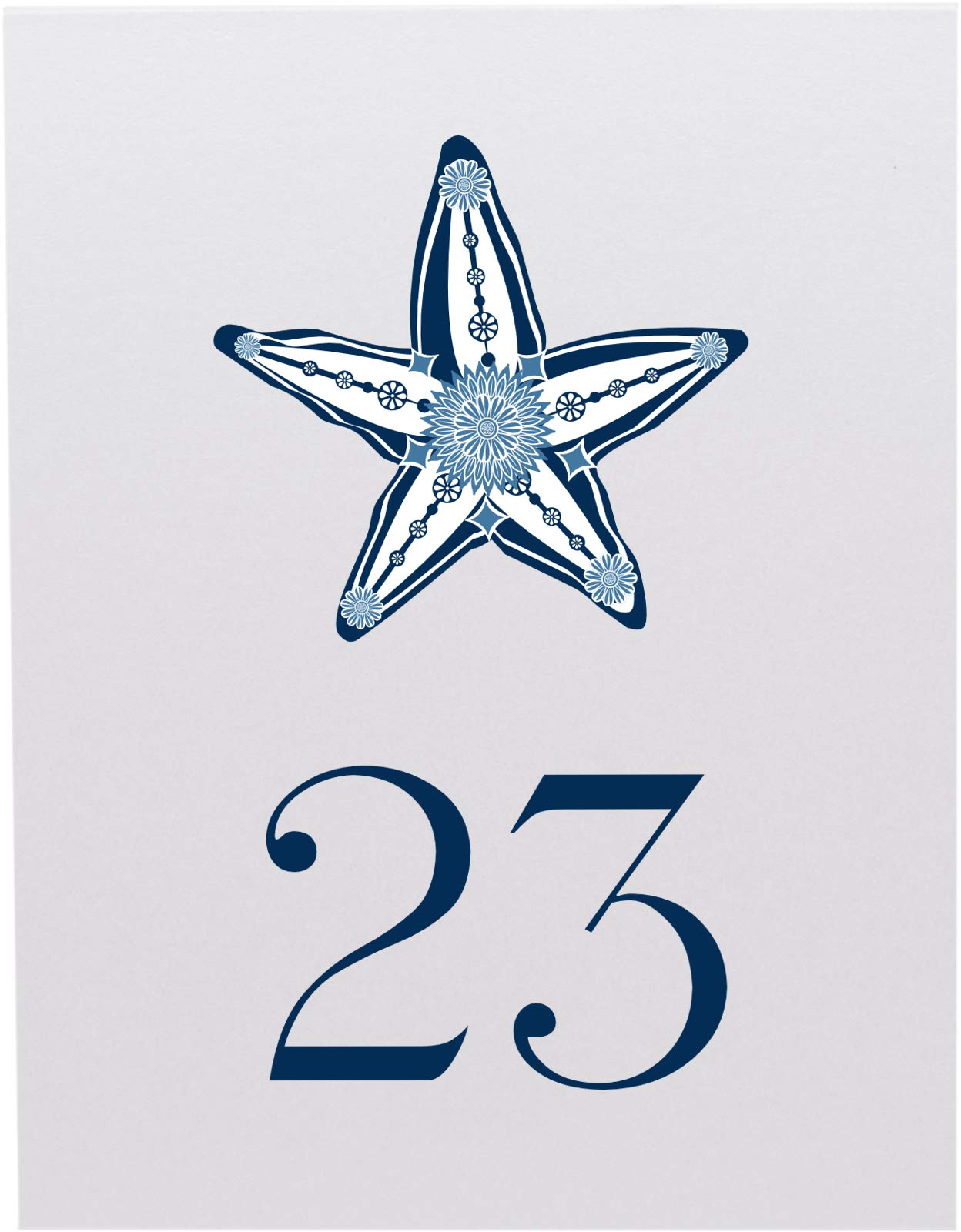 Starfish Wedding Table Numbers, 1-10, Double Sided, Tent or Use in a Stand, Great for Parties & Restaurants - Made in the USA