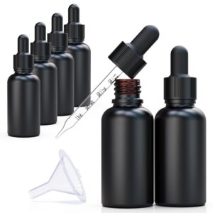 seafulee black coated glass bottle with glass eye dropper, 1 oz capacity,uv safe bottles for essential oils and aromatherapy (pack of 6) …