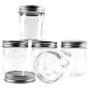 novelinks 8 Ounce Clear Plastic Jars Containers With Screw On Lids - Refillable Round Empty Plastic Slime Storage Containers for Kitchen & Household Storage - BPA Free (32 Pack)