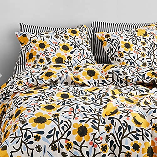 MARIMEKKO - King Duvet Cover Set, Cotton Percale Bedding with Matching Shams, All Season Home Decor (Mykero Multicolor, King)