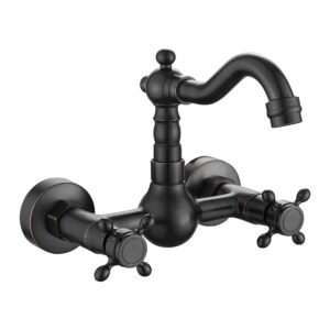 ggstudy wall mounted kitchen & bathroom sink faucet with double cross handle oil rubbed bronze