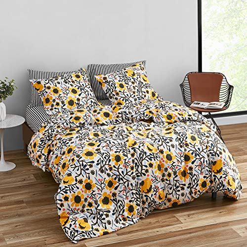 MARIMEKKO - King Duvet Cover Set, Cotton Percale Bedding with Matching Shams, All Season Home Decor (Mykero Multicolor, King)