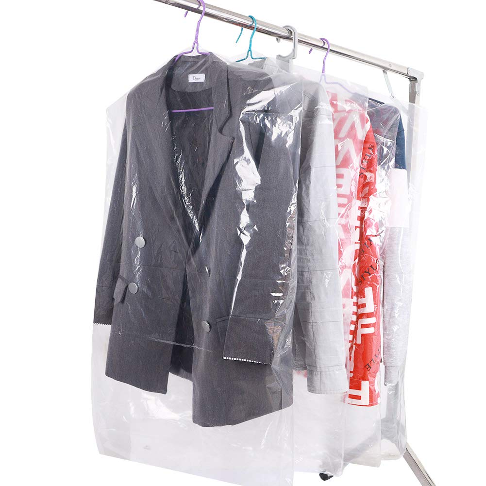 50 Packs Clear Plastic Clothes Covers 35.4inch Garment Bags for Hanging Clothes Dry Cleaning Hanging Dust Proof Garment Bags Clear Clothes Covers for Dry Cleaner Home Storage Travel