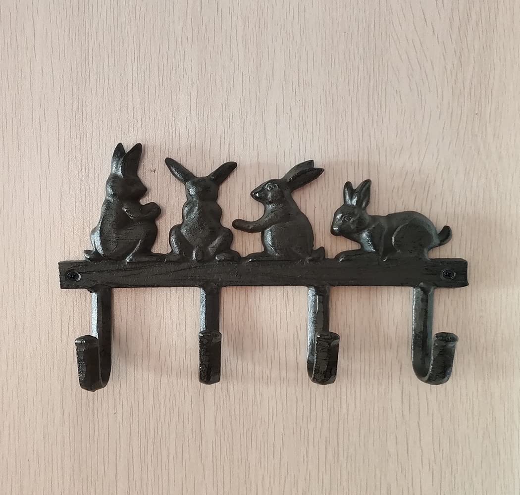 WINTENT Cast Iron Rabbit Wall Hook Rack (Rabbit-1)