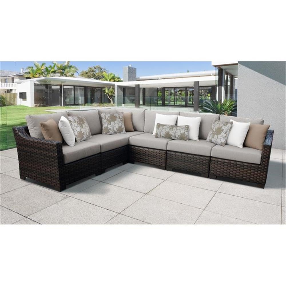 TK Classics Kathy Ireland River Brook 6 Piece Outdoor Wicker Patio Furniture Set 06v