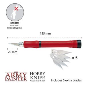 The Army Painter Hobby Knife - Stainless Steel Craft Knife with Soft Grip and 5 Extra Precision Blades - Craft Knife Set, Art Knife & Mouldline Remover for Metal and Plastic Miniatures