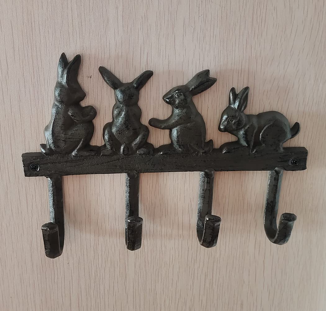 WINTENT Cast Iron Rabbit Wall Hook Rack (Rabbit-1)