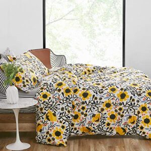 MARIMEKKO - King Duvet Cover Set, Cotton Percale Bedding with Matching Shams, All Season Home Decor (Mykero Multicolor, King)