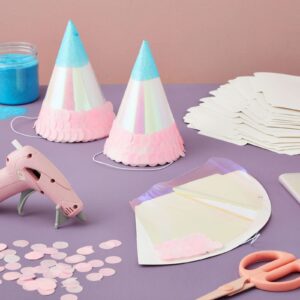 Bright Creations 50 Pack White Party Hats for Birthday - Blank Cone Hat for Painting, Crafts Supplies (6 in)