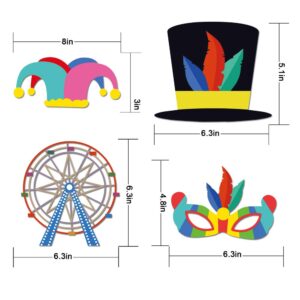 Circus Carnival Birthday Photo Booth Props Kit(24Pcs) Circus Carnival Party Favors for Birthday Bachelorette Baby Shower Party Dress-up Acessories with Wood Sticks