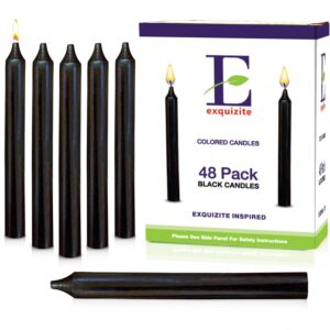 black candles for spells - black spell candles - 48 pack, unscented 5" h x 1/2" d, no smoke for spell, chime, birthdays, parties, wicca wiccan supplies - free candle spells e-book