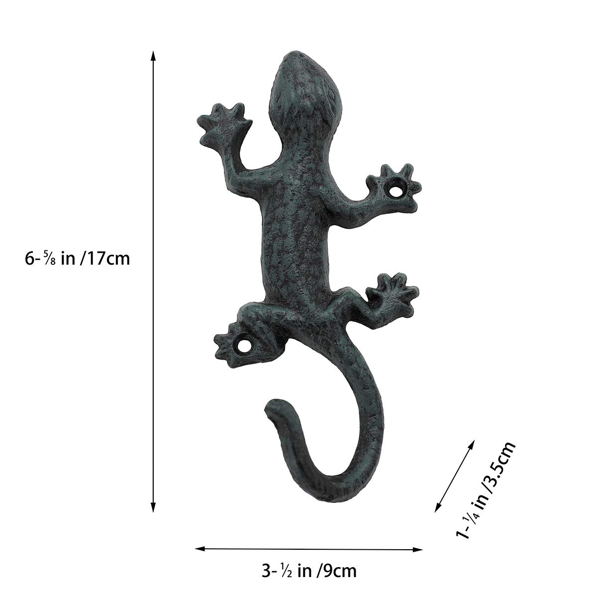 ChasBete Gecko Wall Hooks for Hanging, Rustic Iron Coat Hooks Wall Mounted Towel Hooks,Heavy Duty Key Holder for Decor - 3Pcs