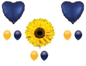 navy blue sunflower balloon happy birthday decoration supplies summer butterflies bees