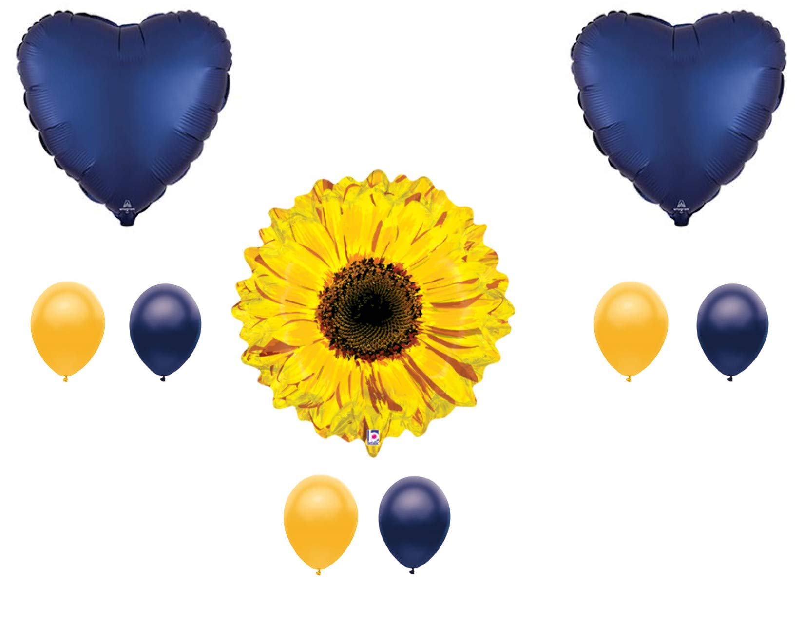 Navy Blue Sunflower Balloon Happy Birthday Decoration Supplies Summer Butterflies Bees