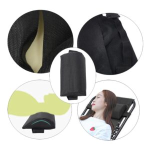 FLAMEER 2Pack Outdoor Anti Gravity Lounge Chair Pillow, Headrest Pillow for Folding Patio Lawn Recliner (Black)