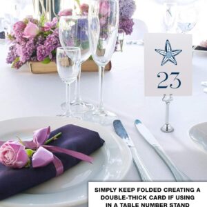 Starfish Wedding Table Numbers, 1-10, Double Sided, Tent or Use in a Stand, Great for Parties & Restaurants - Made in the USA